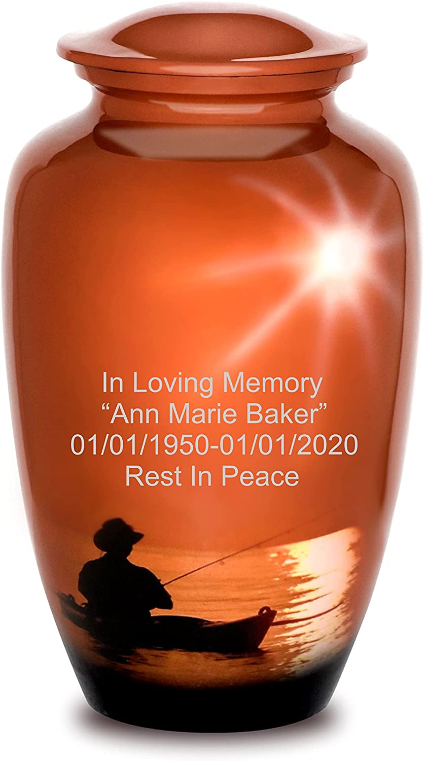 Personalized Extra Large Urns for Human Ashes, Customized Fishing Adult Cremation Urn, 320 lbs ...