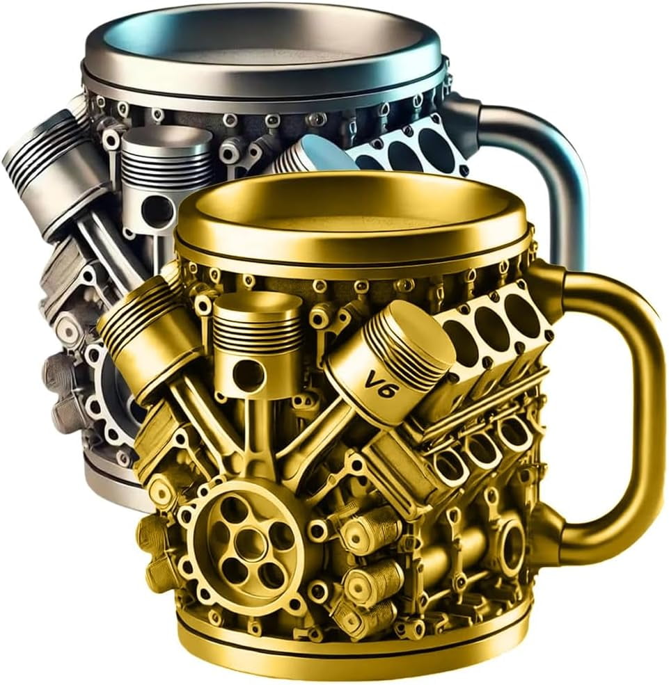 Personalized V8 Motors Stainless Steel Retro Coffee Mug, V8 3d ...