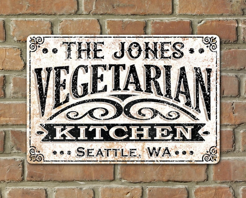 Personalized VEGETARIAN Diet Kitchen Metal Sign Farmhouse Decor Indoor ...