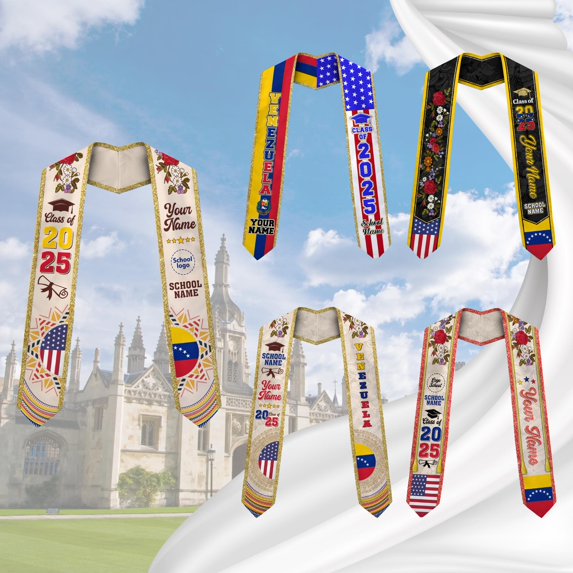 Personalized Venezuela Stole,Custom Venezuela Graduation Sash,Venezuela ...