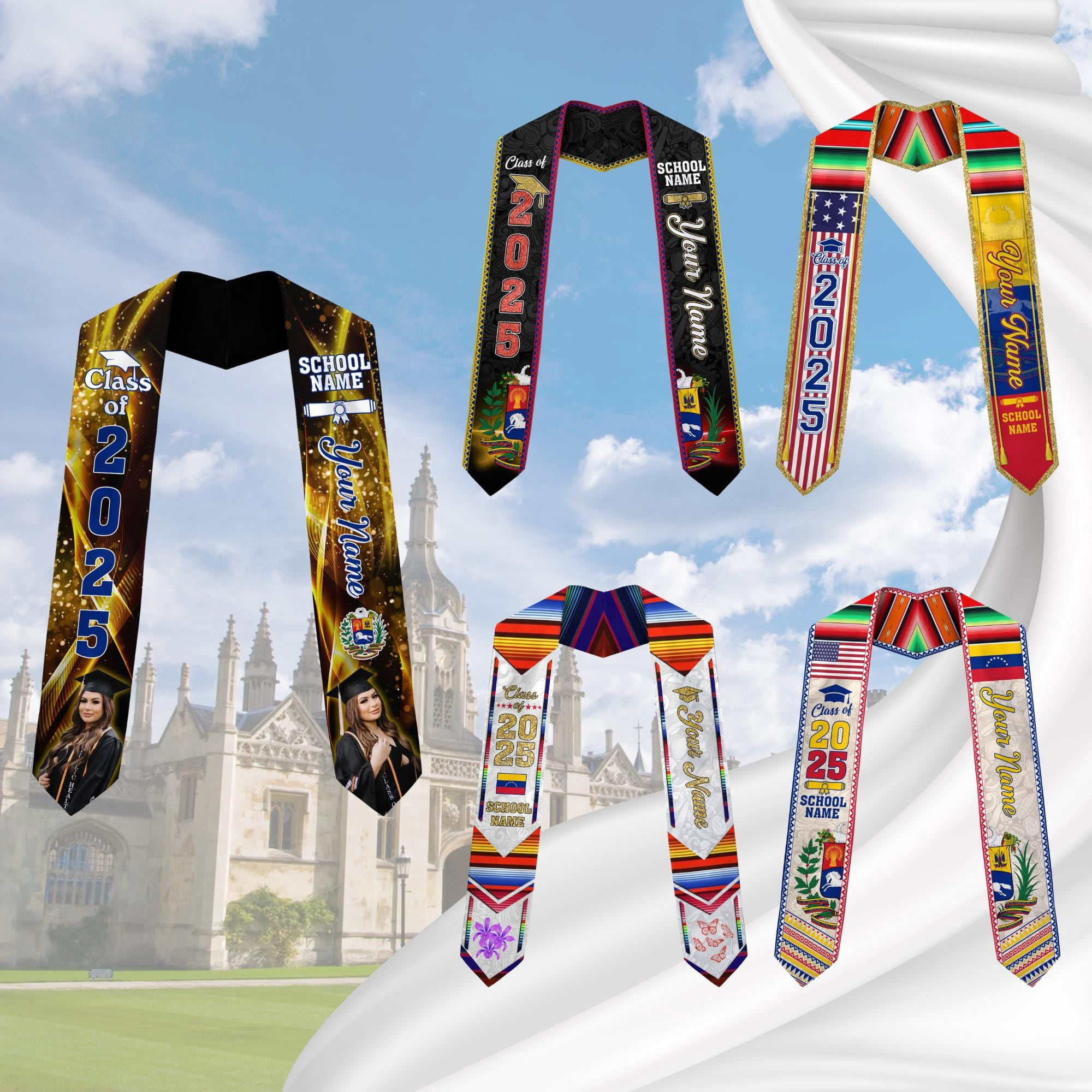 Personalized Venezuela Stole,Custom Venezuela Graduation Sash,Venezuela ...