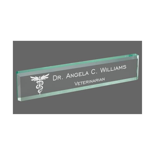 Personalized Veterinarian Name Plate for Desk Engraved Jade Glass with ...