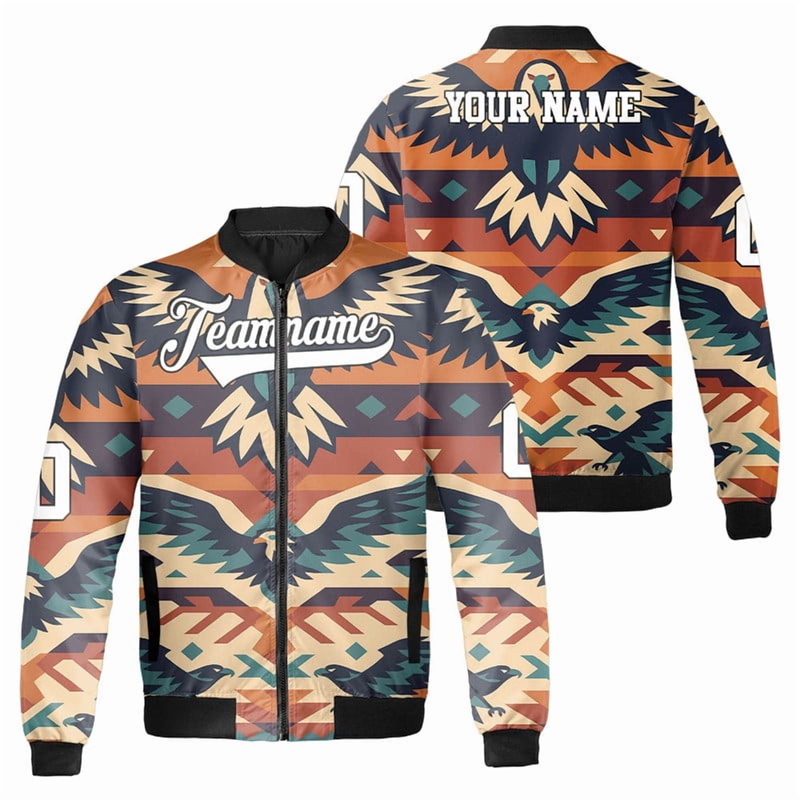 Personalized Vintage Eagle American Tribal Bomber Jacket – Custom Team ...