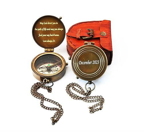Personalized Vintage Nautical Compass Gift - Small Pocket Antique Brass ...