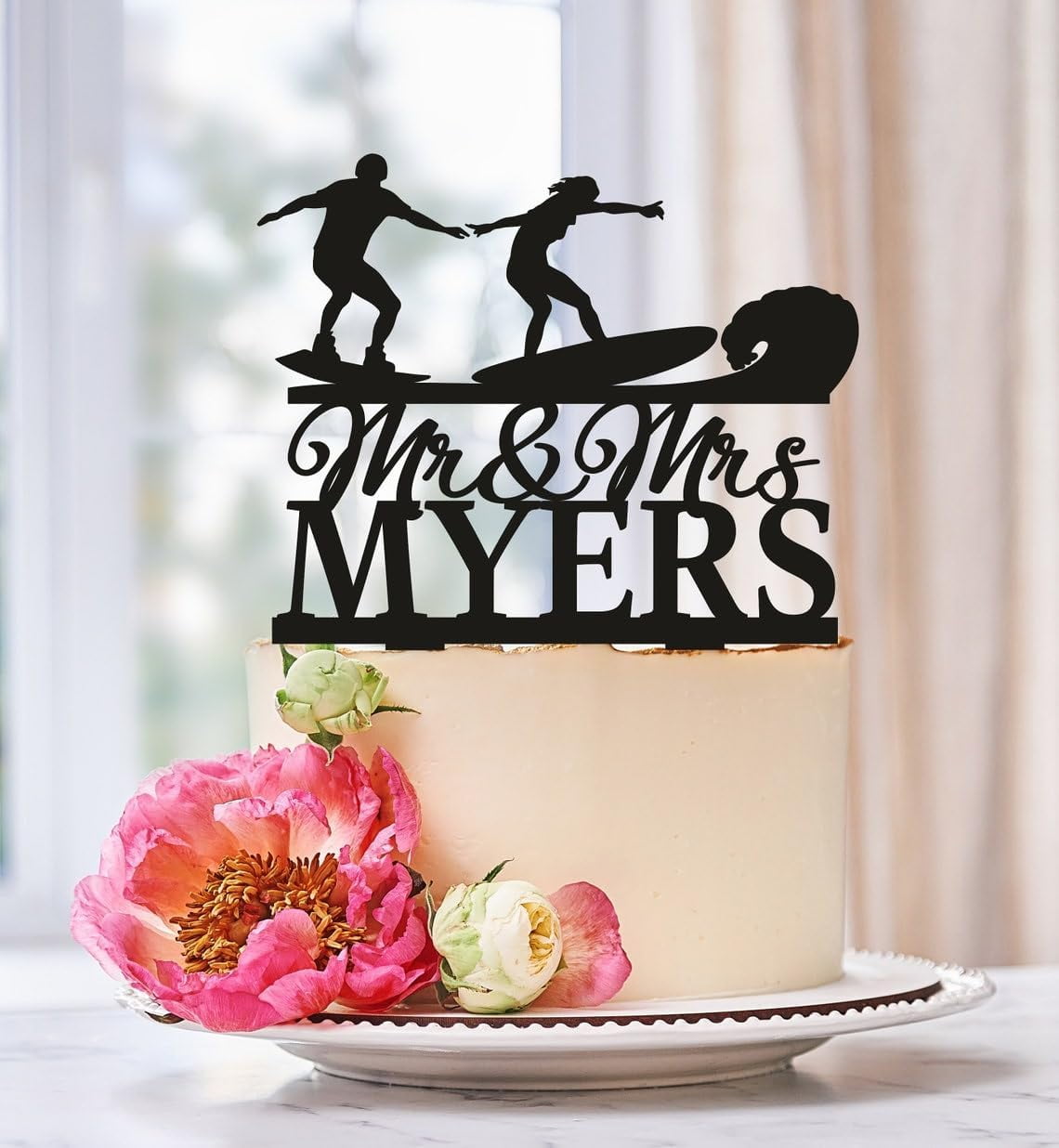 Personalized Wake surfing wedding cake topper, Surfer wedding cake ...