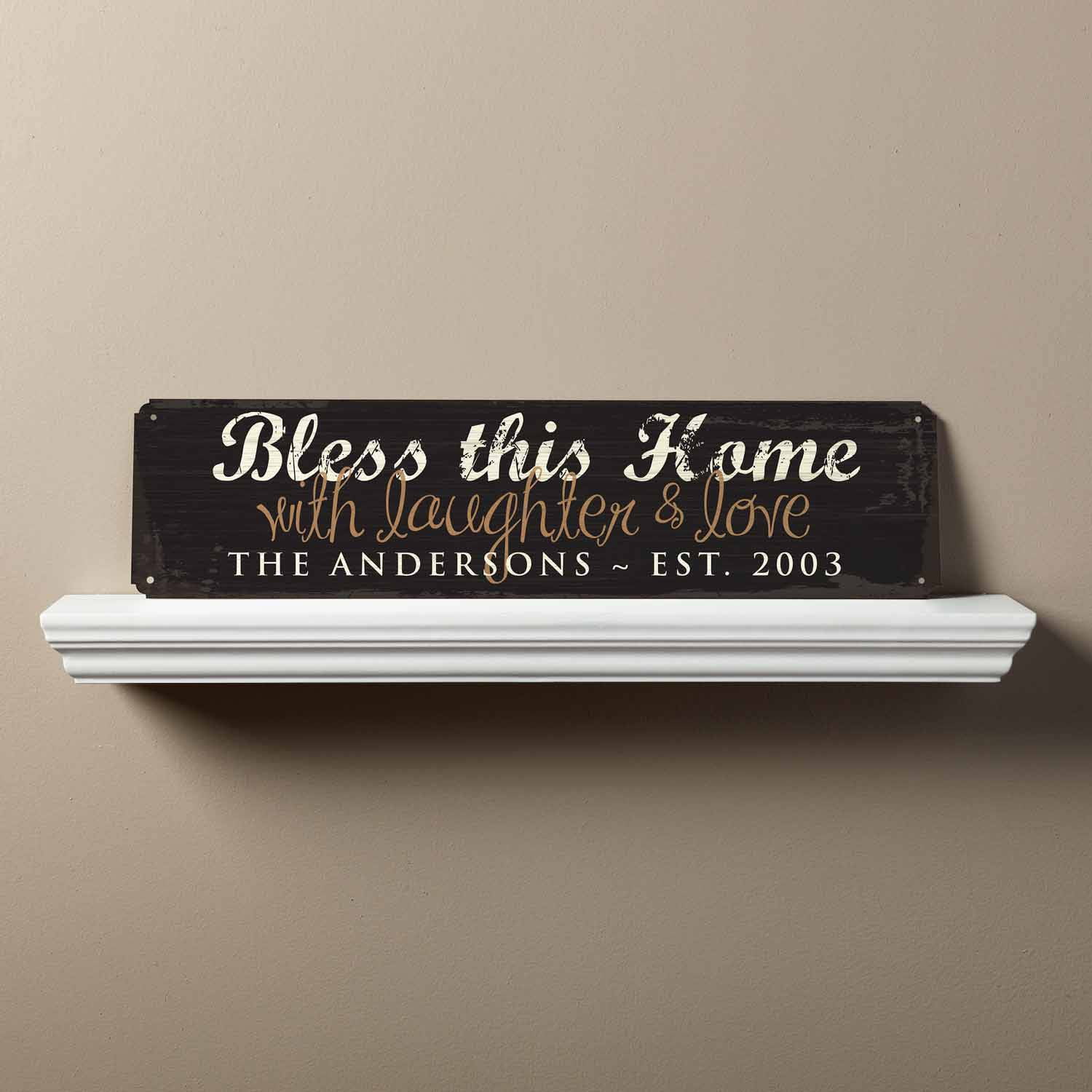 Personalized Wall Sign - Bless This Home Mocha - Walmart.com