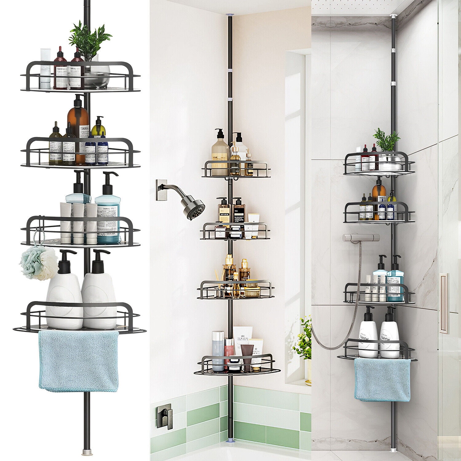 Heavy Duty Shower Rack Shelves Floor Standing Bathroom Storage Rack ...