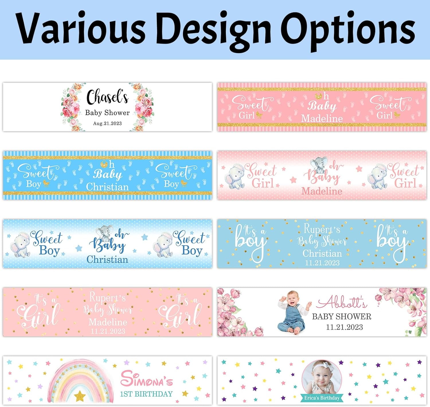 Personalized Water Bottle Labels For Baby Shower Custom Baby Shower ...