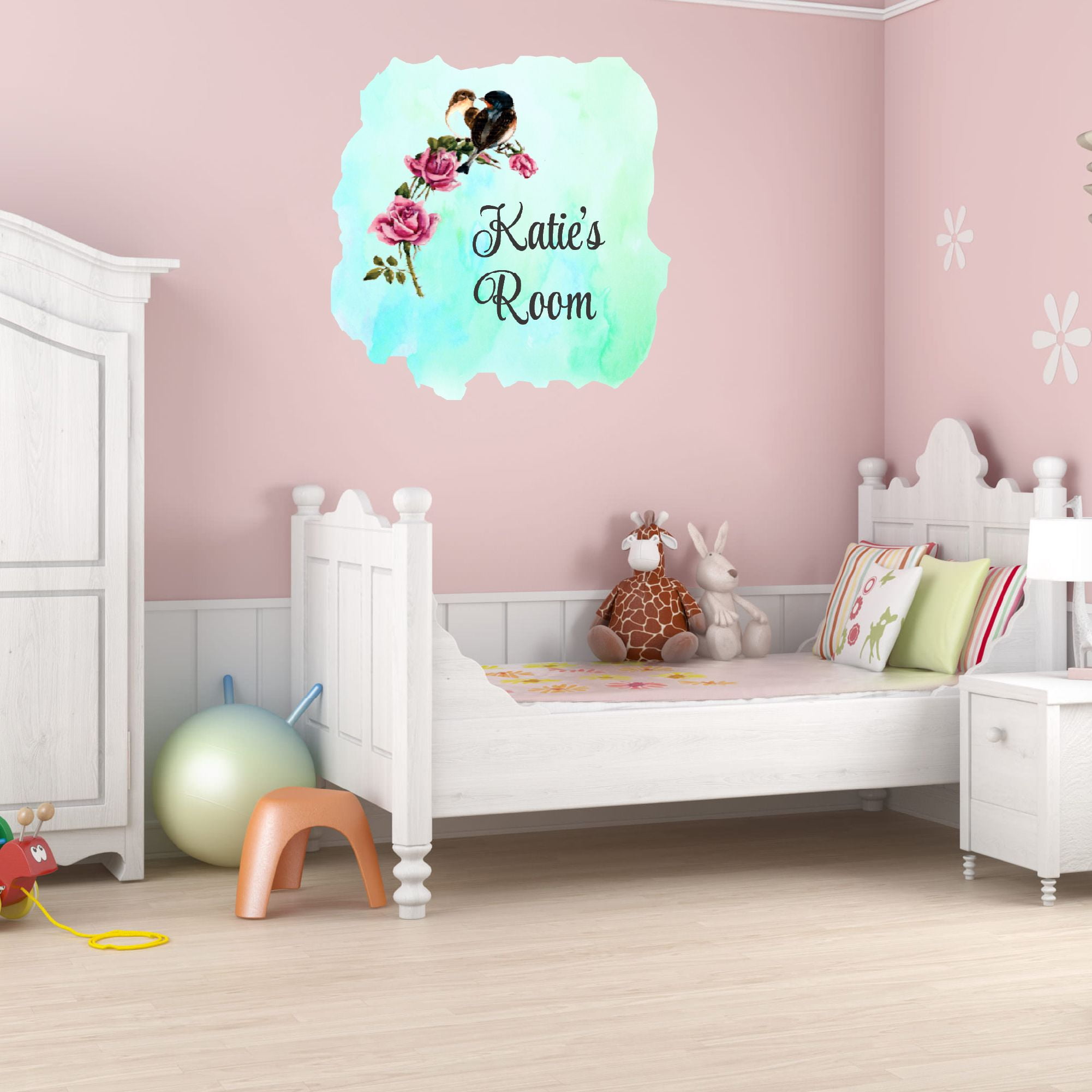 Personalized Watercolor Decal Bedroom Wall Decal for Children ...