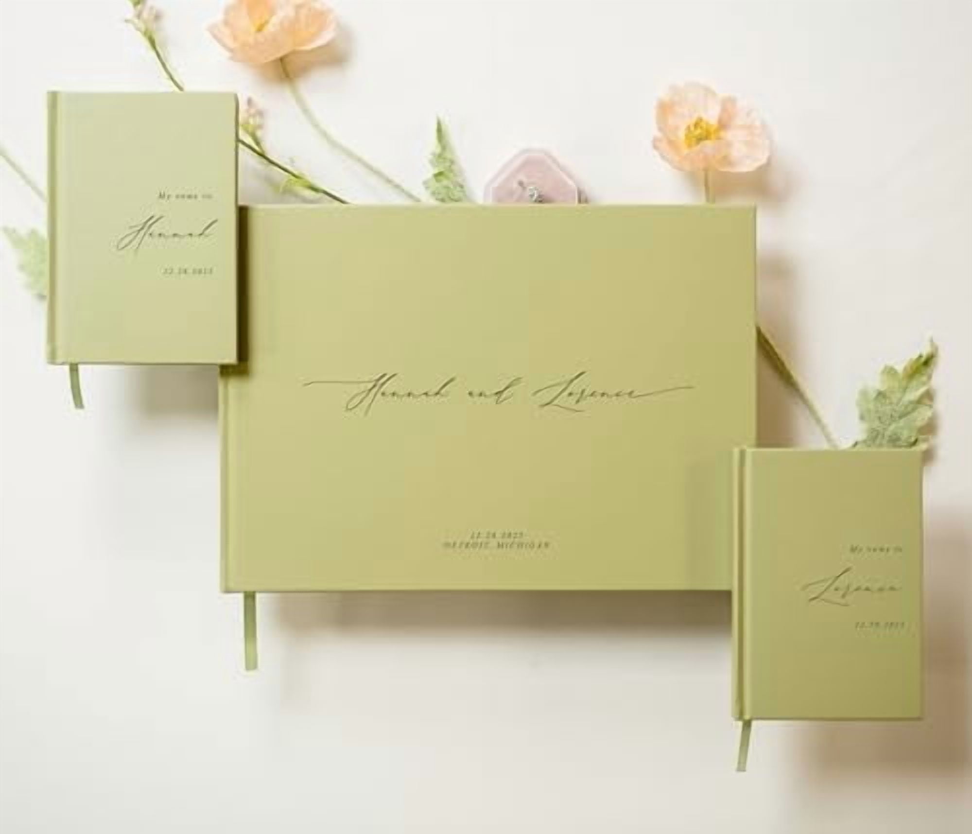 Personalized Wedding Book Set with Guestbook Vow Books (Design 1 ...