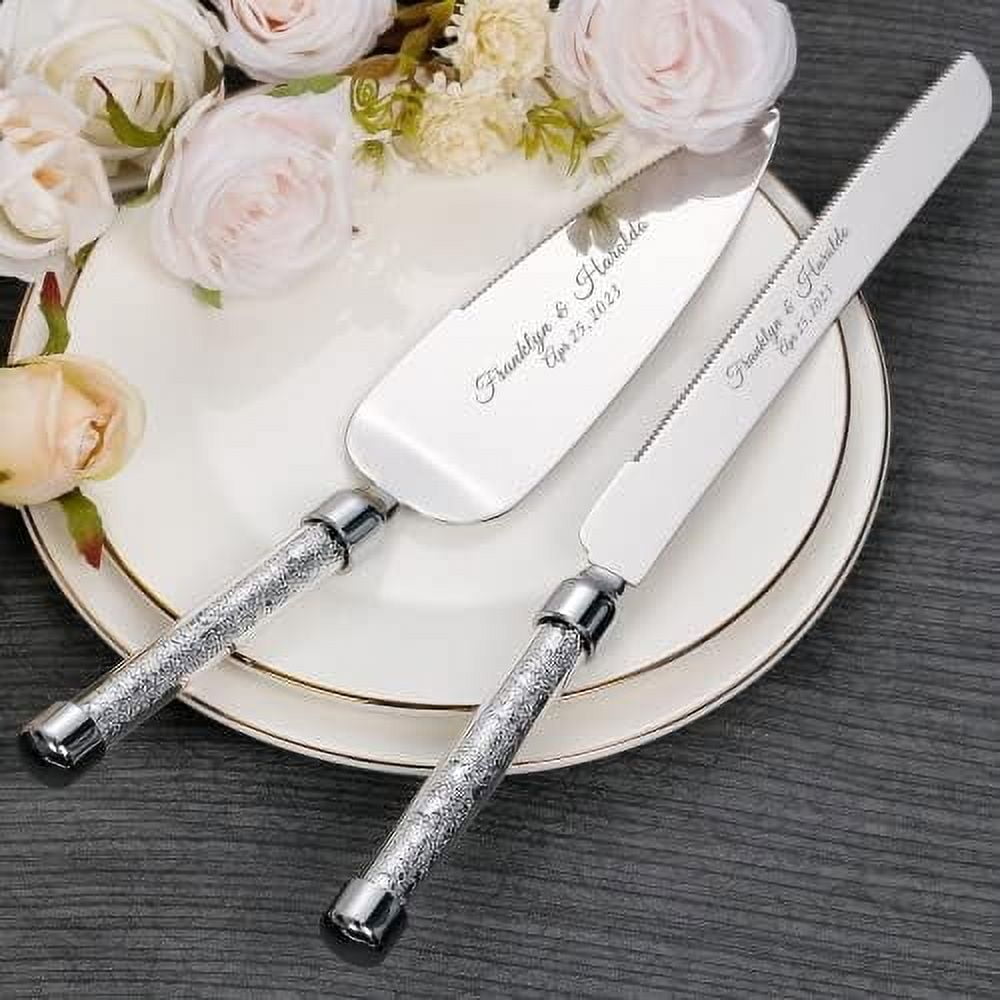 Personalized Wedding Cake Knife and Server Set, Engraved Cake Cutting ...