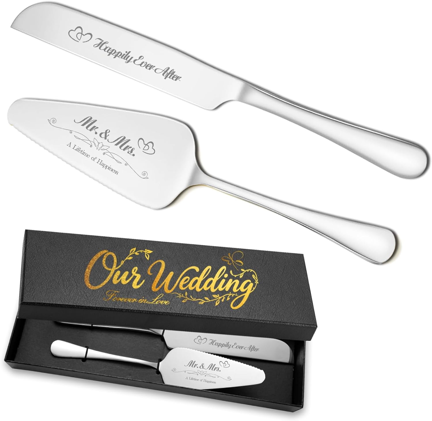 Personalized Wedding Cake Knife and Server Set Stainless Steel Cake ...