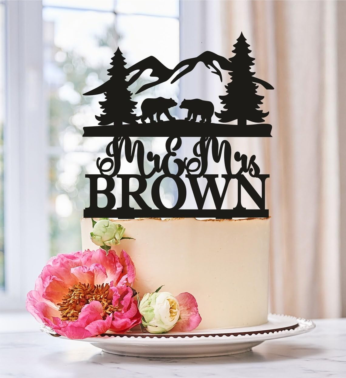 Personalized Wedding Cake Topper,Bear couple outdoor Wedding Cake ...