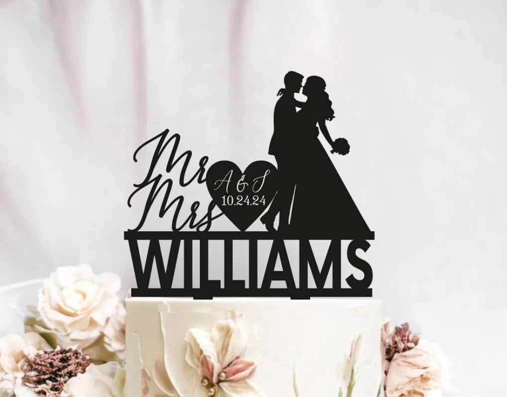 Personalized Wedding Cake Topper Silhouette Wedding initials Cake ...