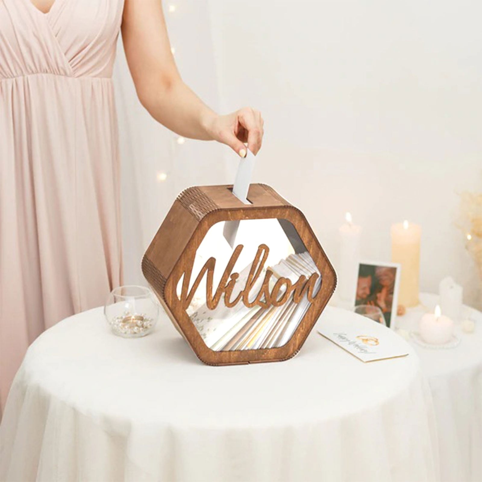 Personalized Wedding Card Box Wooden Wedding Blessing Message Box ...