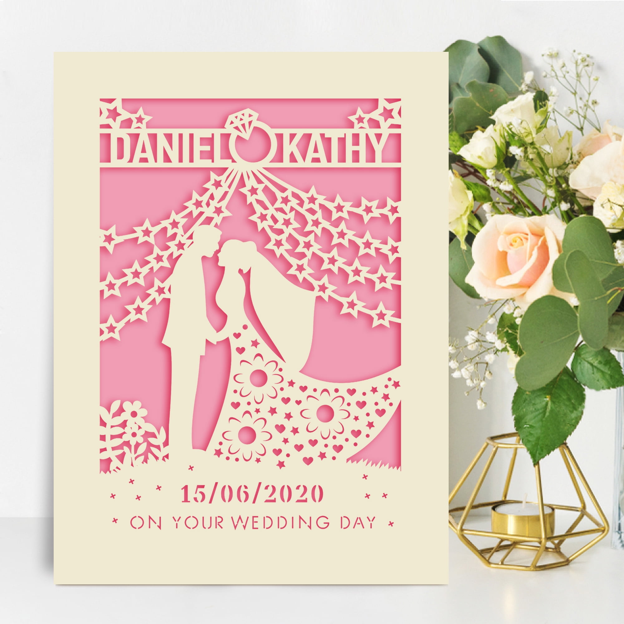 Personalized Wedding Card, Elegant Bride and Groom Silhouettes ...