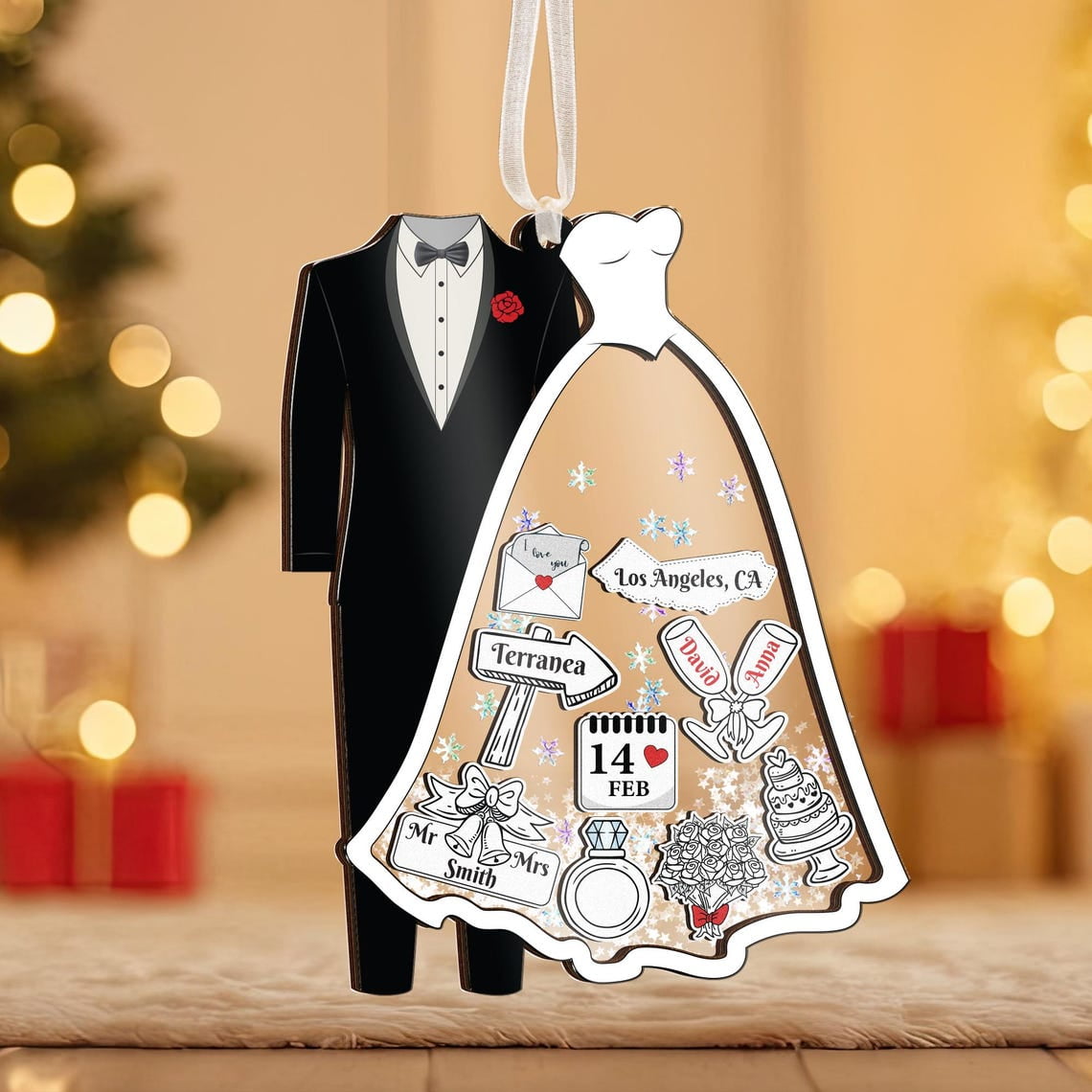 Personalized Wedding Ornament 2025, First Christmas as Newlyweds ...