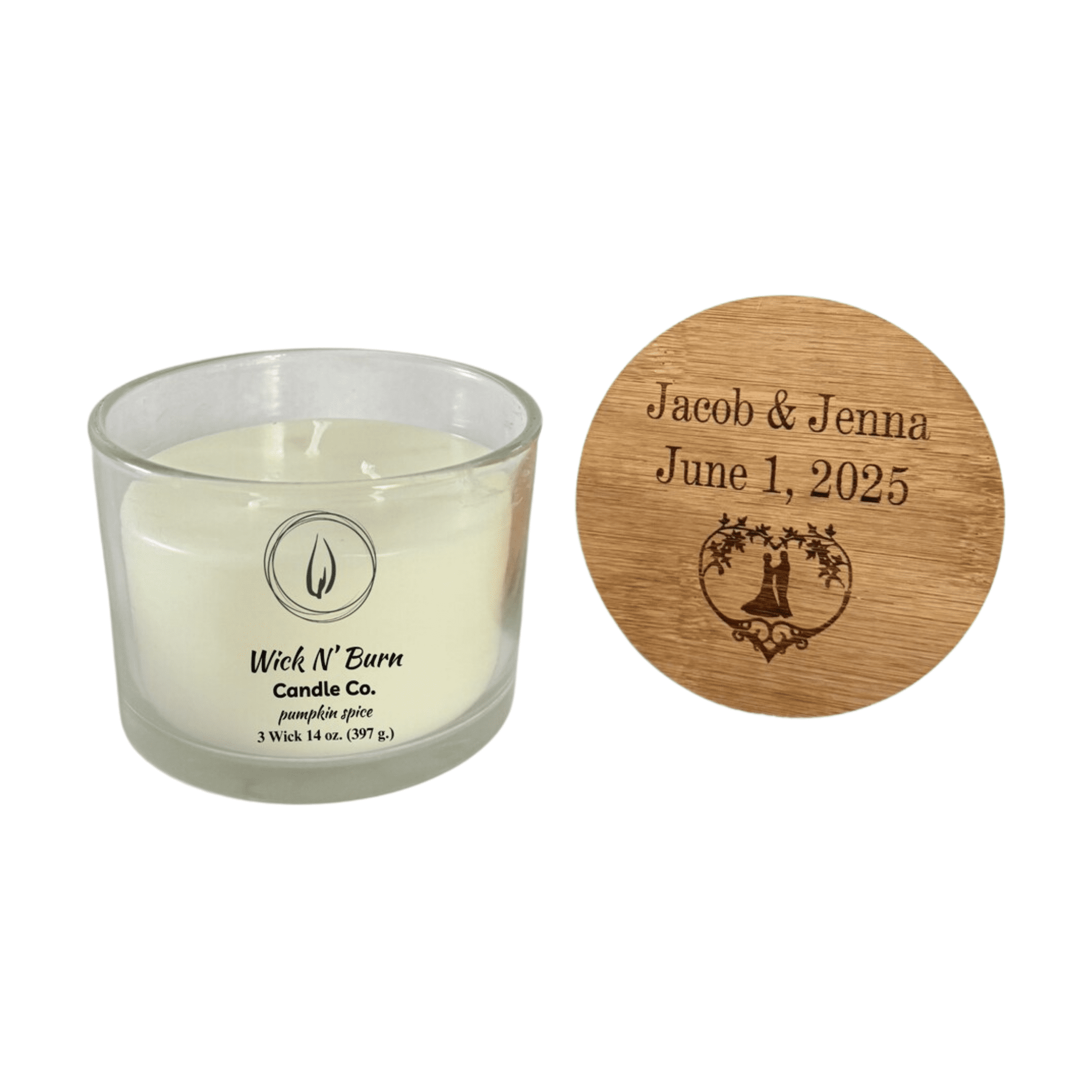 Personalized Wedding Pumpkin Spice Scented 3-Wick Candle, 14 oz, with ...