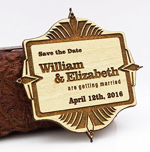 Personalized Wedding Save The Date Magnet 30 Rustic Engraved Wood ...