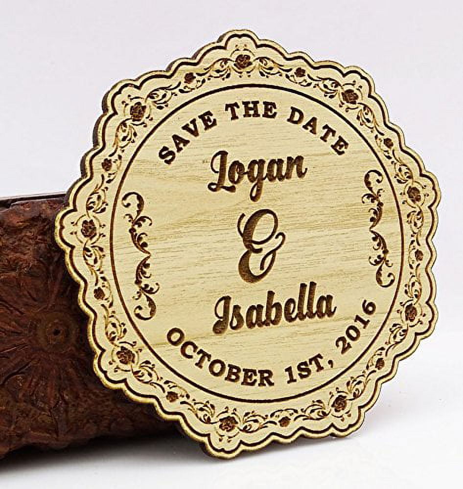 Personalized Wedding Save The Date Magnet 40 Rustic Engraved Wood ...