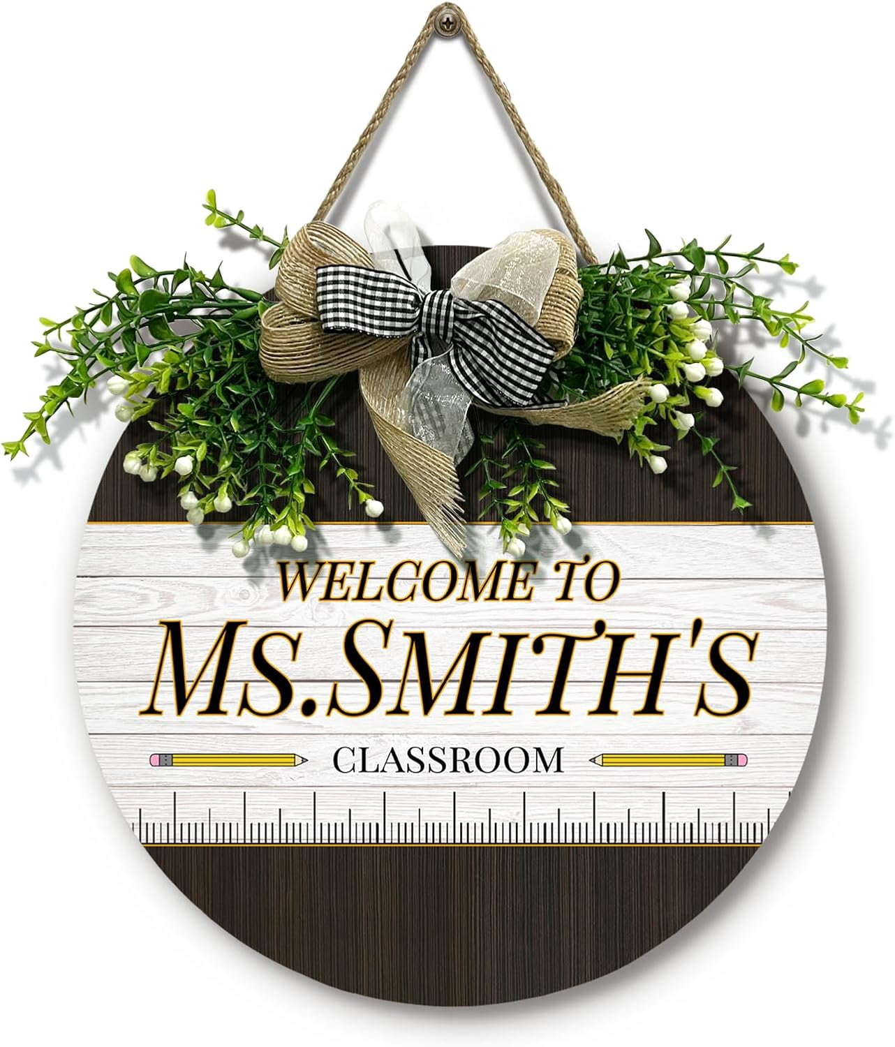 Personalized Welcome Front Door Signs with Wreath Custom Rustic Family ...