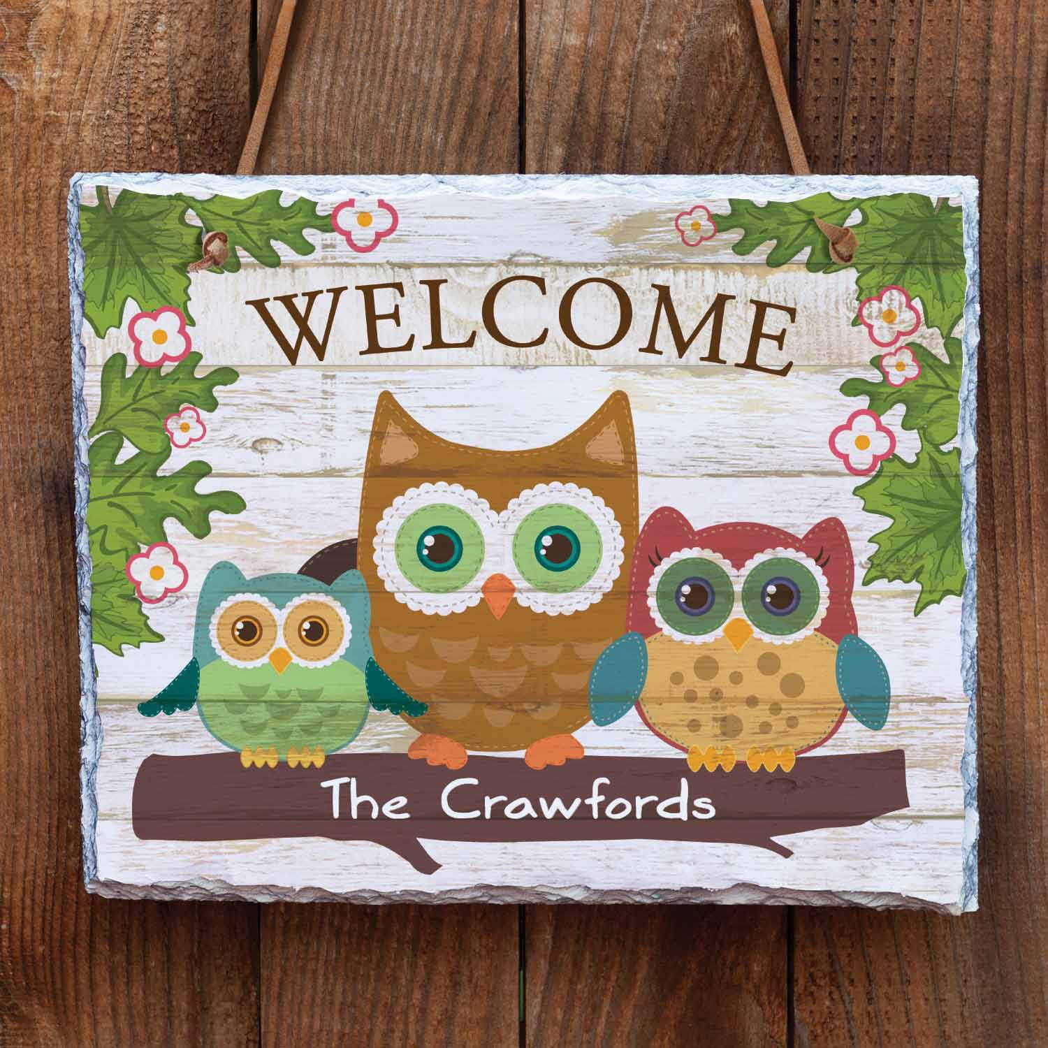 Personalized Welcome Owls Slate - Indoor/Outdoor Use - Walmart.com