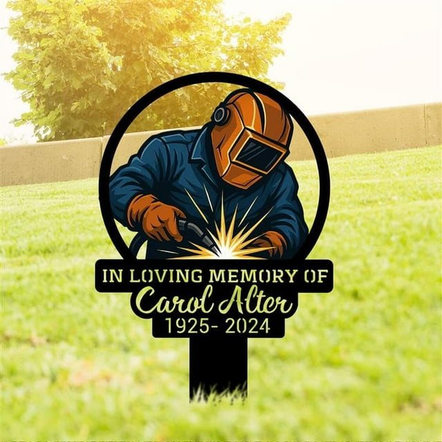 Personalized Welder Memorial Grave Marker for Dad – Custom Metal Garden ...