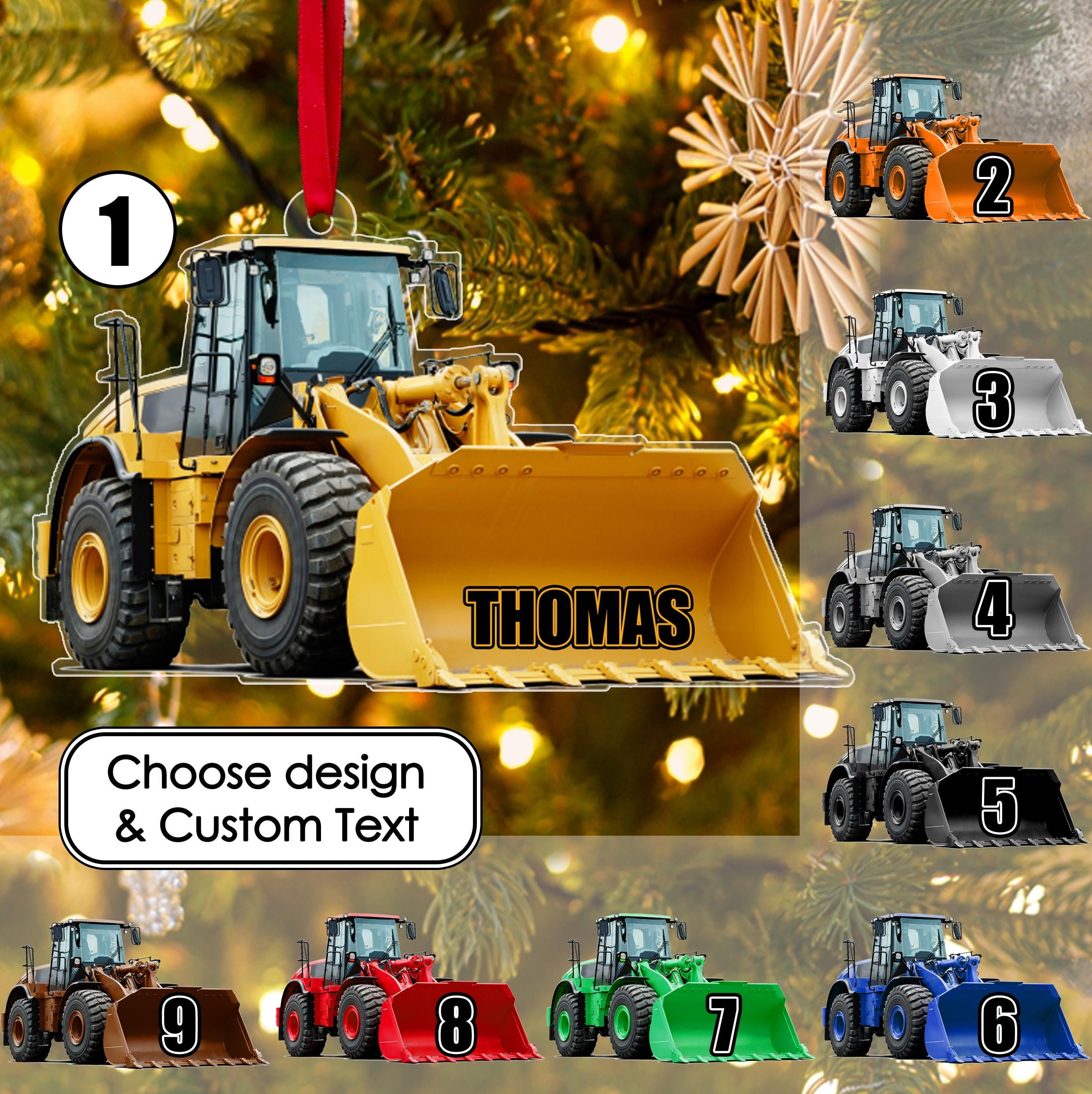 Personalized Wheel Loader 2D Flat Ornament 2025 + Custom Name Backhoe ...