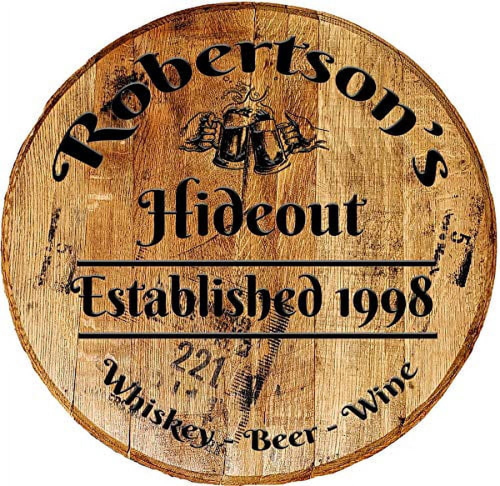 Personalized Whiskey Barrel Head - Custom Hideout - Drinking Bar Sign ...