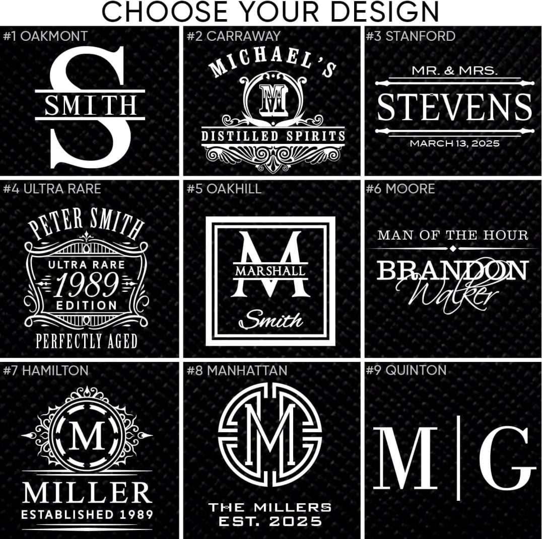 Personalized Whiskey Decanter Set with Wood Gift Box - Custom Bourbon ...