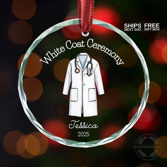 Personalized White Coat Ceremony Ornament, Medical School Graduation ...