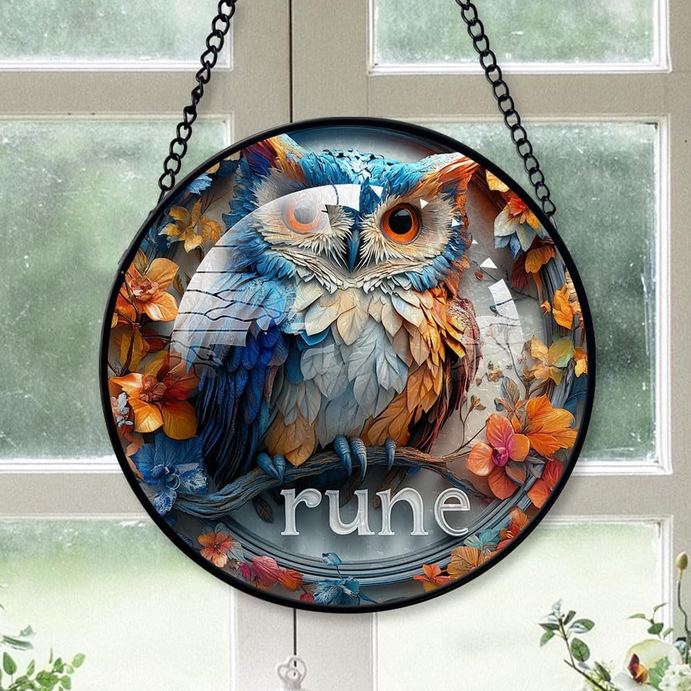 Personalized White Owl Suncatcher Stained Glass, White Owl Originally ...
