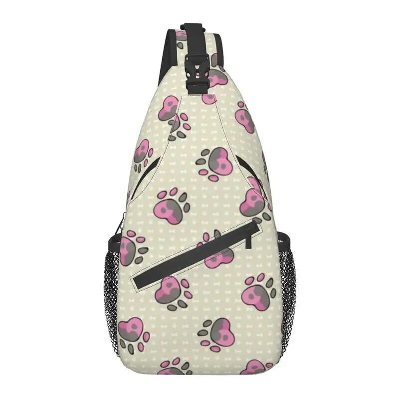 Personalized White Puppy Dog Paw Sling Bag Men Fashion Shoulder Chest ...