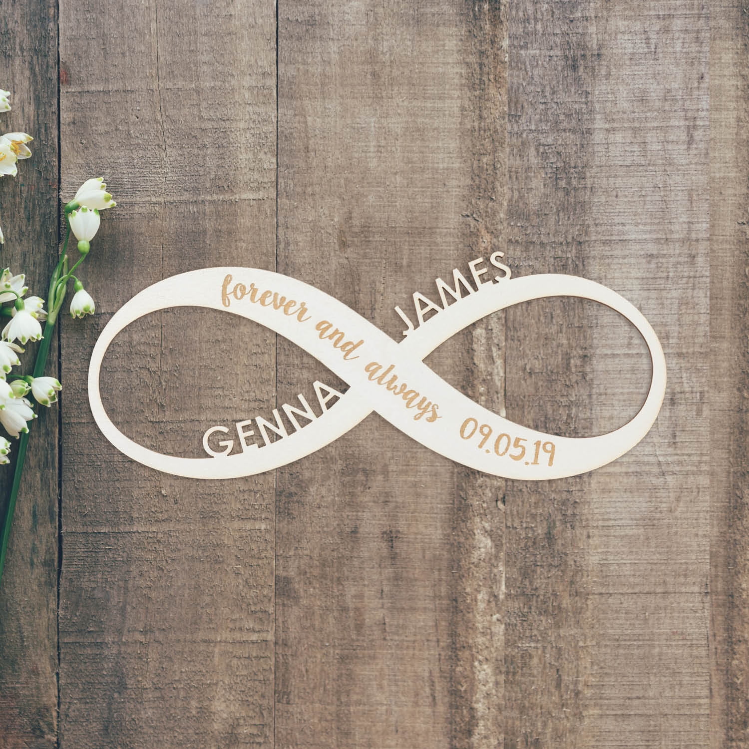 Personalized Planet Wedding Gift White Birch Wood Plaque with Infinity ...