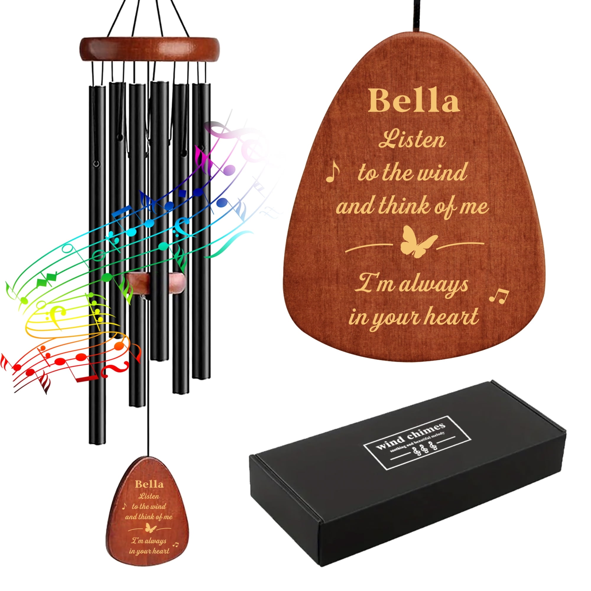 Personalized Wind Chimes for Outside, Customized Name Memorial Gift, 25 ...