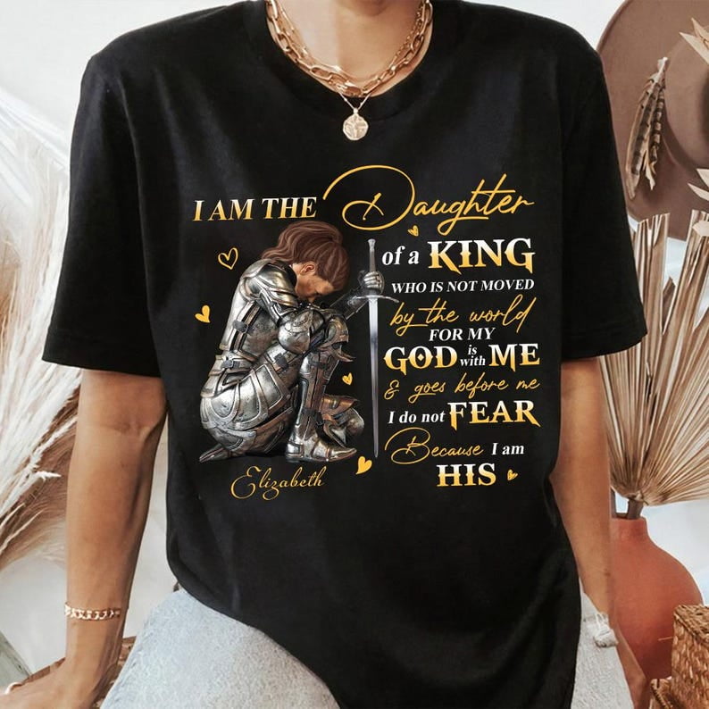 Personalized Woman Warrior Tee – Empowering Medieval Fantasy Shirt ...