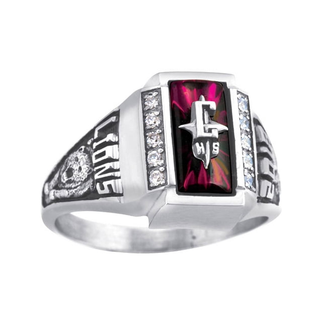 Personalized Women's Crest CZ Side Panel Class Ring available in ...