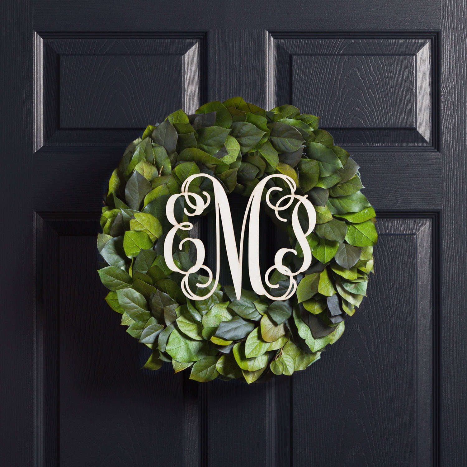 Personalized Wood Monogram Plaque with Lemon Leaf Wreath - Walmart.com