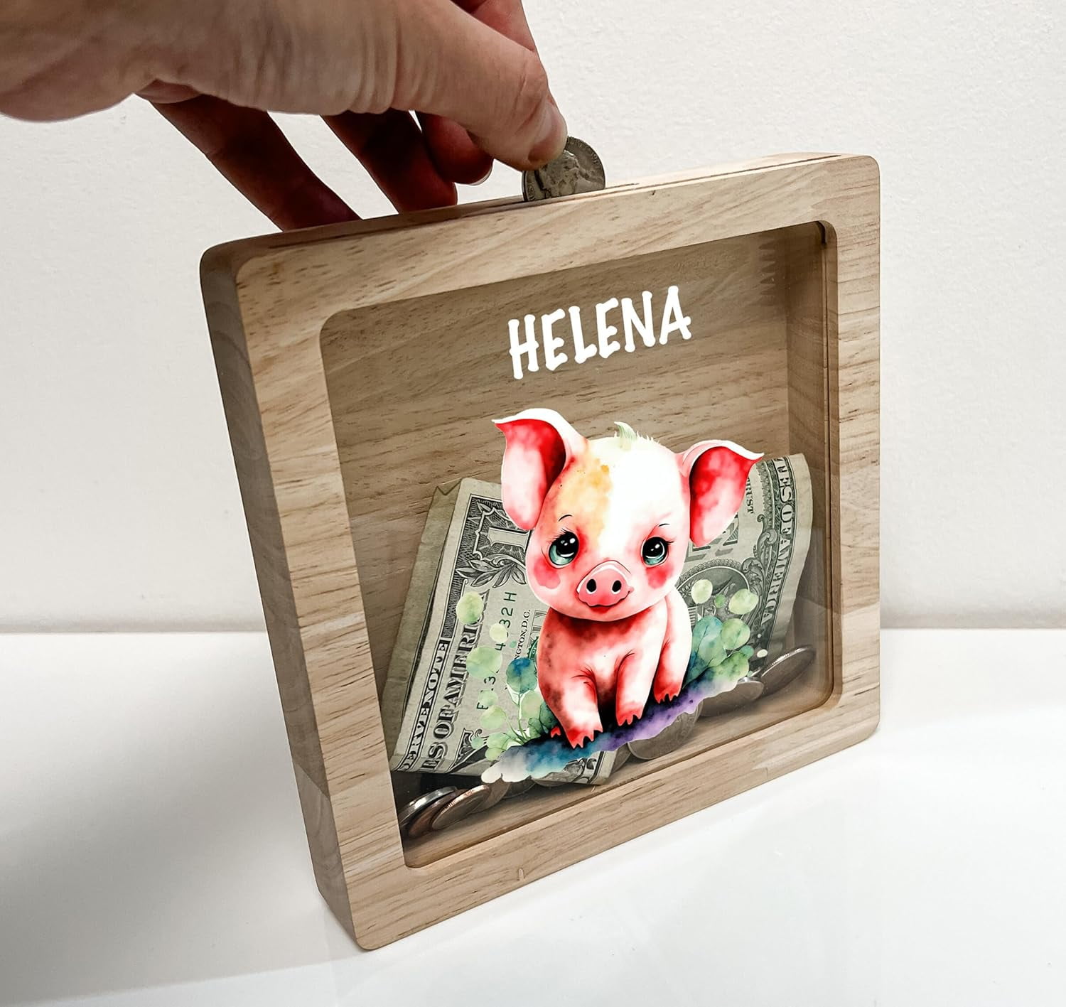 Personalized Wood Savings Piggy Bank, Money Box, Kids Birthday Gift ...