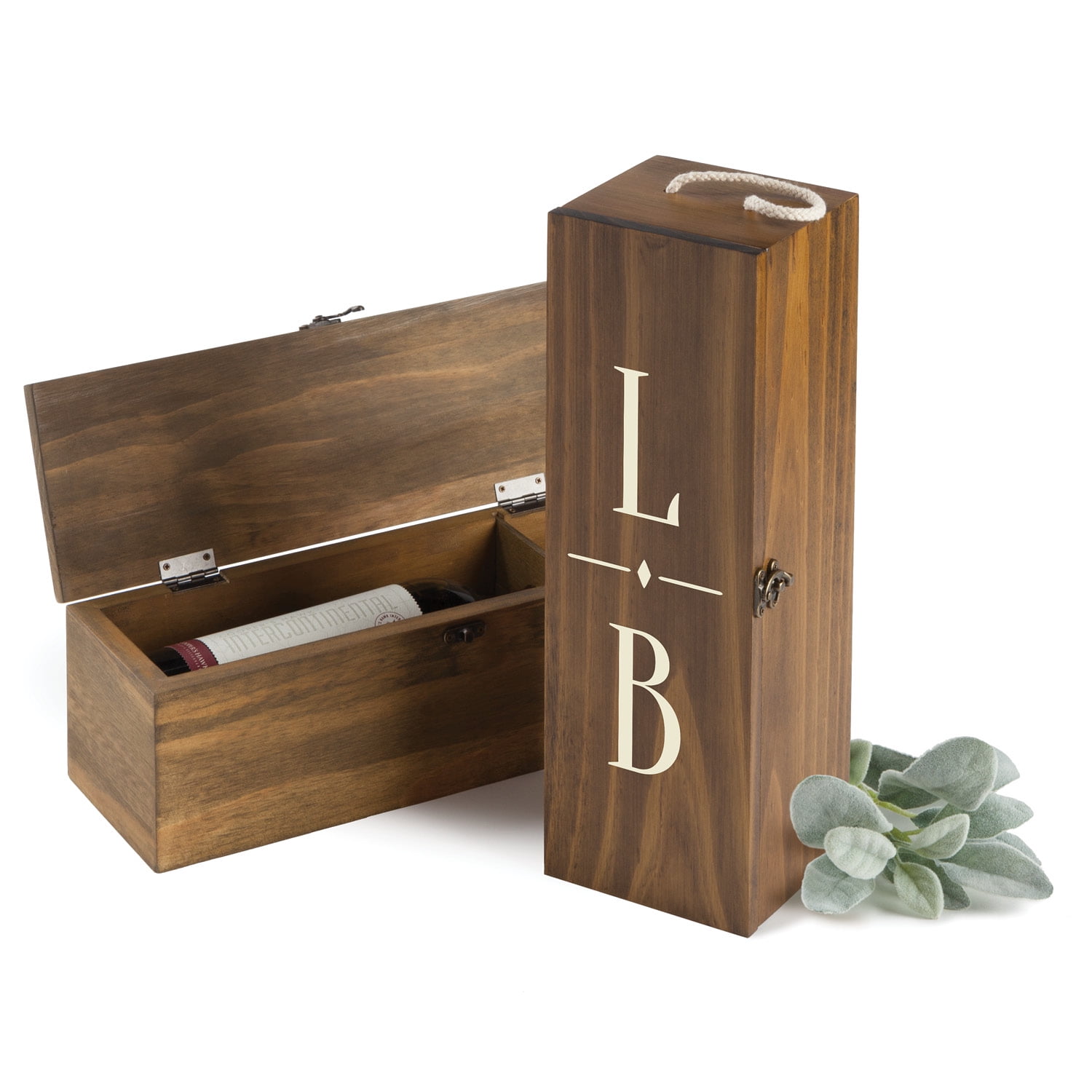 Personalized Wood Wine Box - Special Initials - Walmart.com