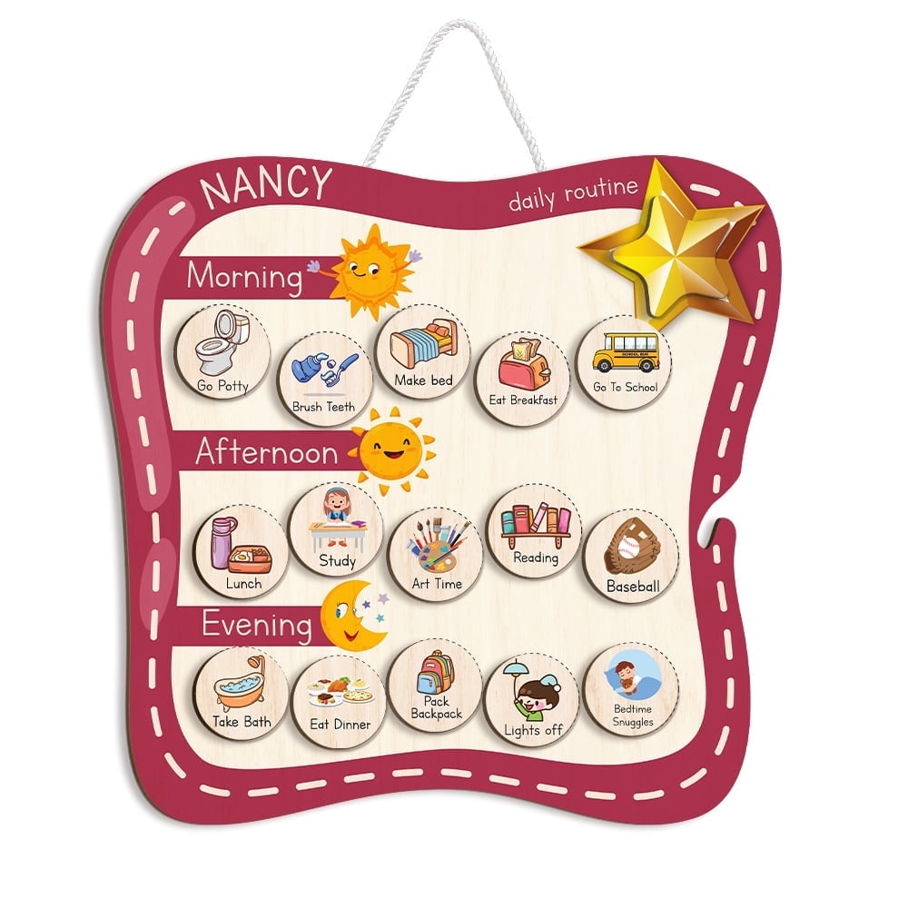 Personalized Wooden Daily Routine Chore Chart For Toddler, Visual ...