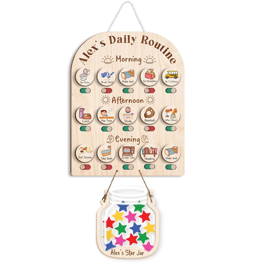 Personalized Wooden Daily Routine Chore List For Kids With Stars Reward ...