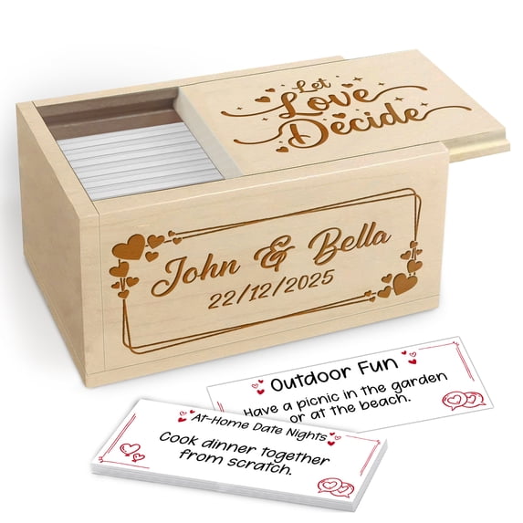 Personalized Wooden Date Night Box, Custom Names & Date, Maple Wood ...