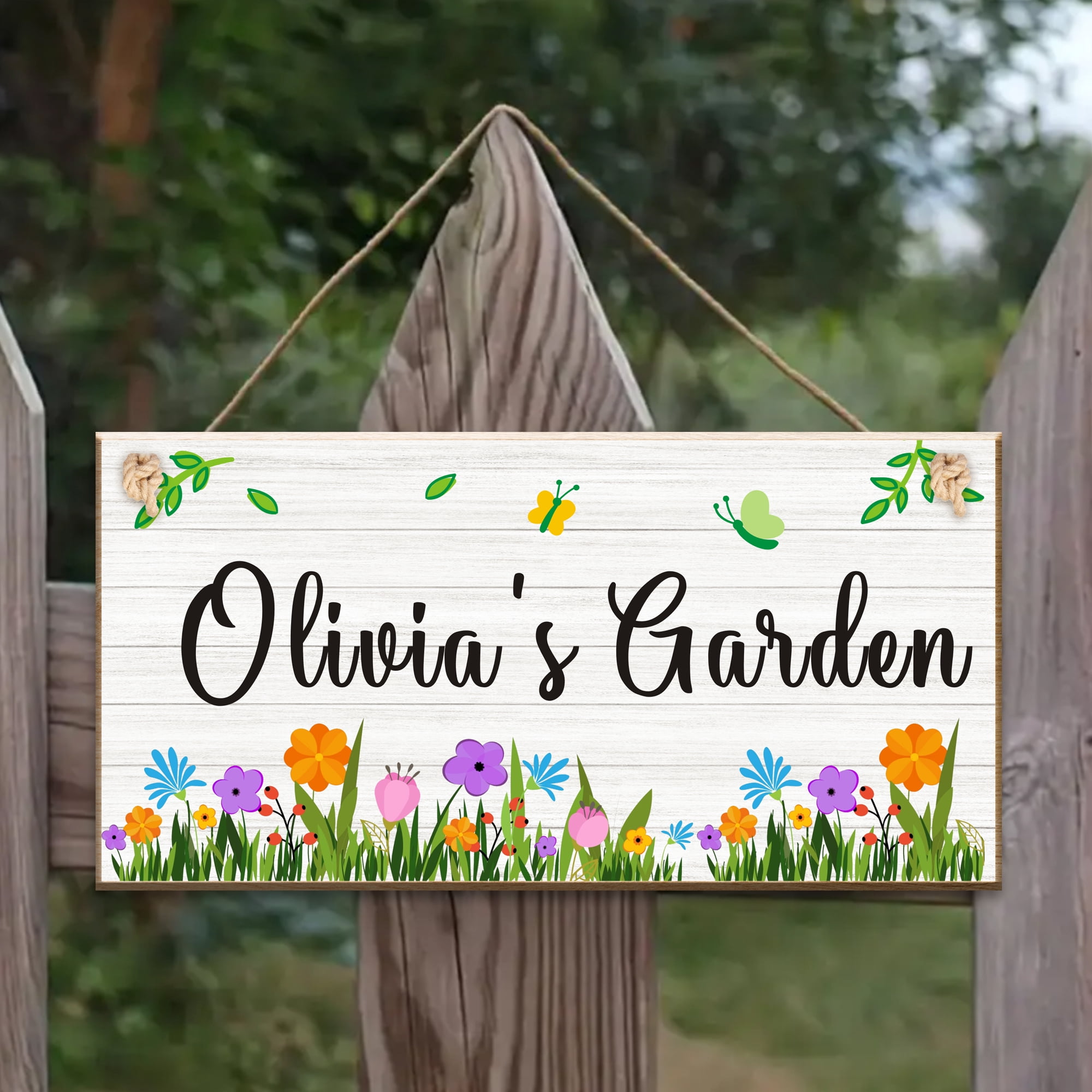 Personalized Wooden Hanging Plaque UV printed Flowers Door Sign Welcome ...