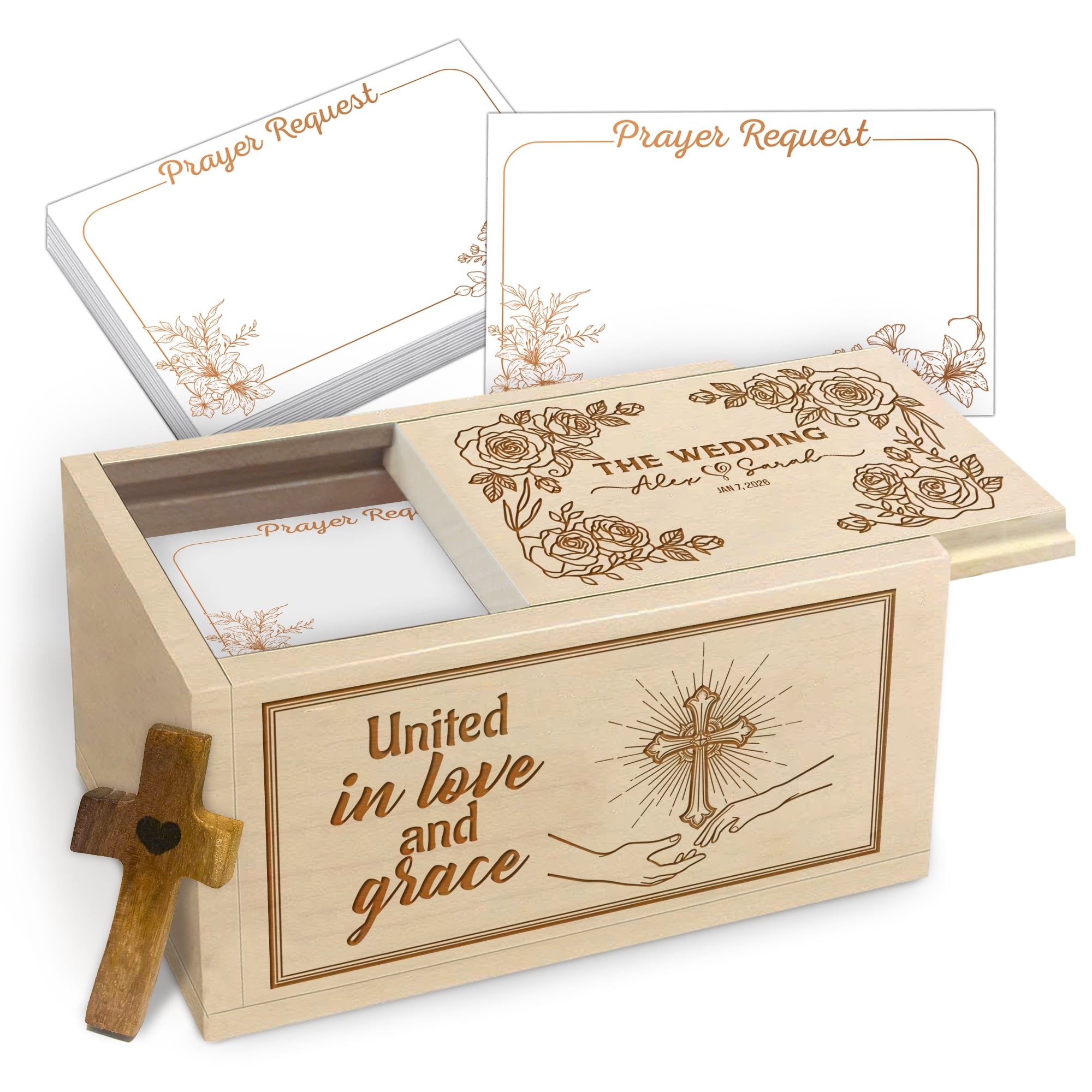 Personalized Wooden Prayer Box for Couple, Maple Wood Faith Keepsake ...