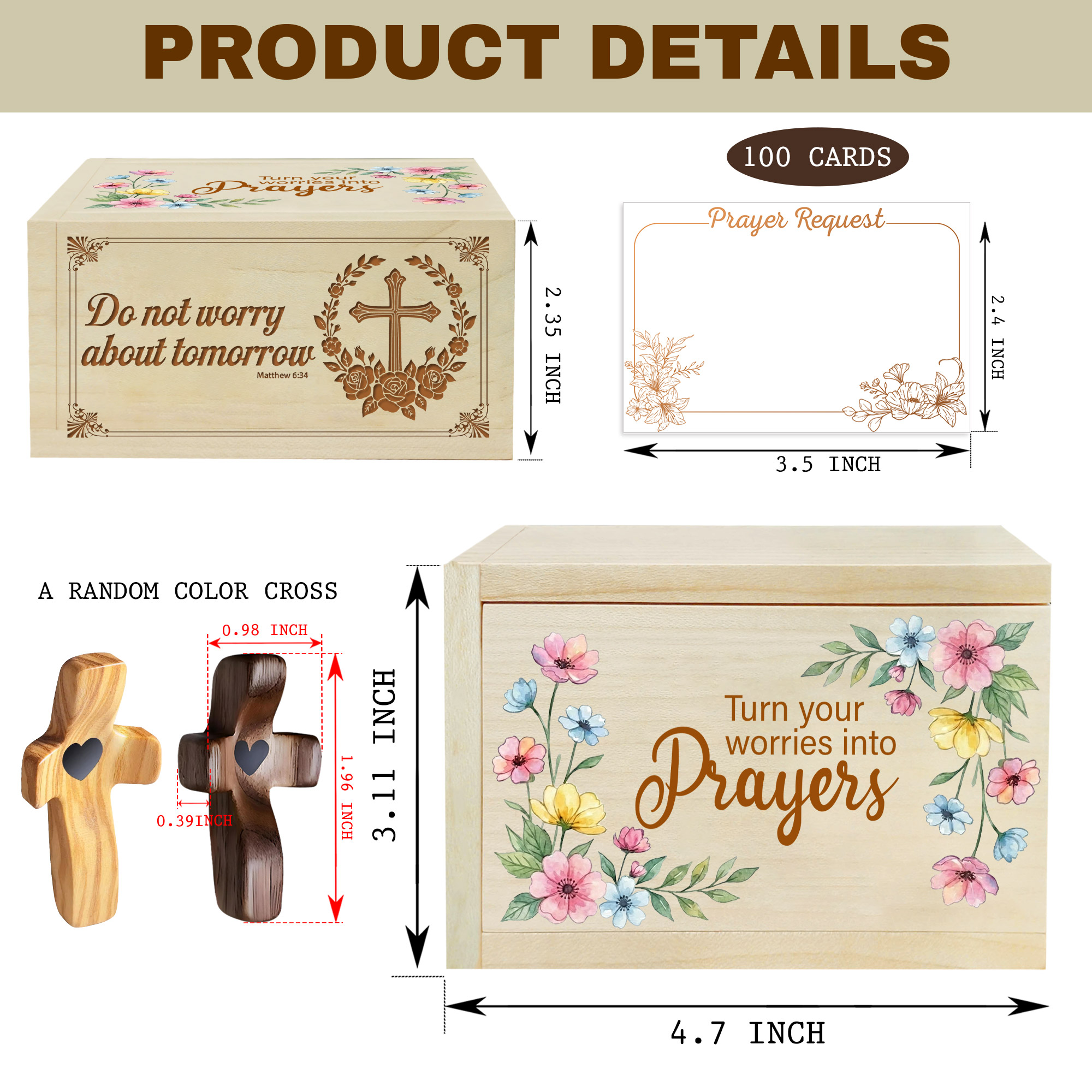 Wooden Prayer Box with Engraved Front and Printed Lid, Maple Wood Faith ...