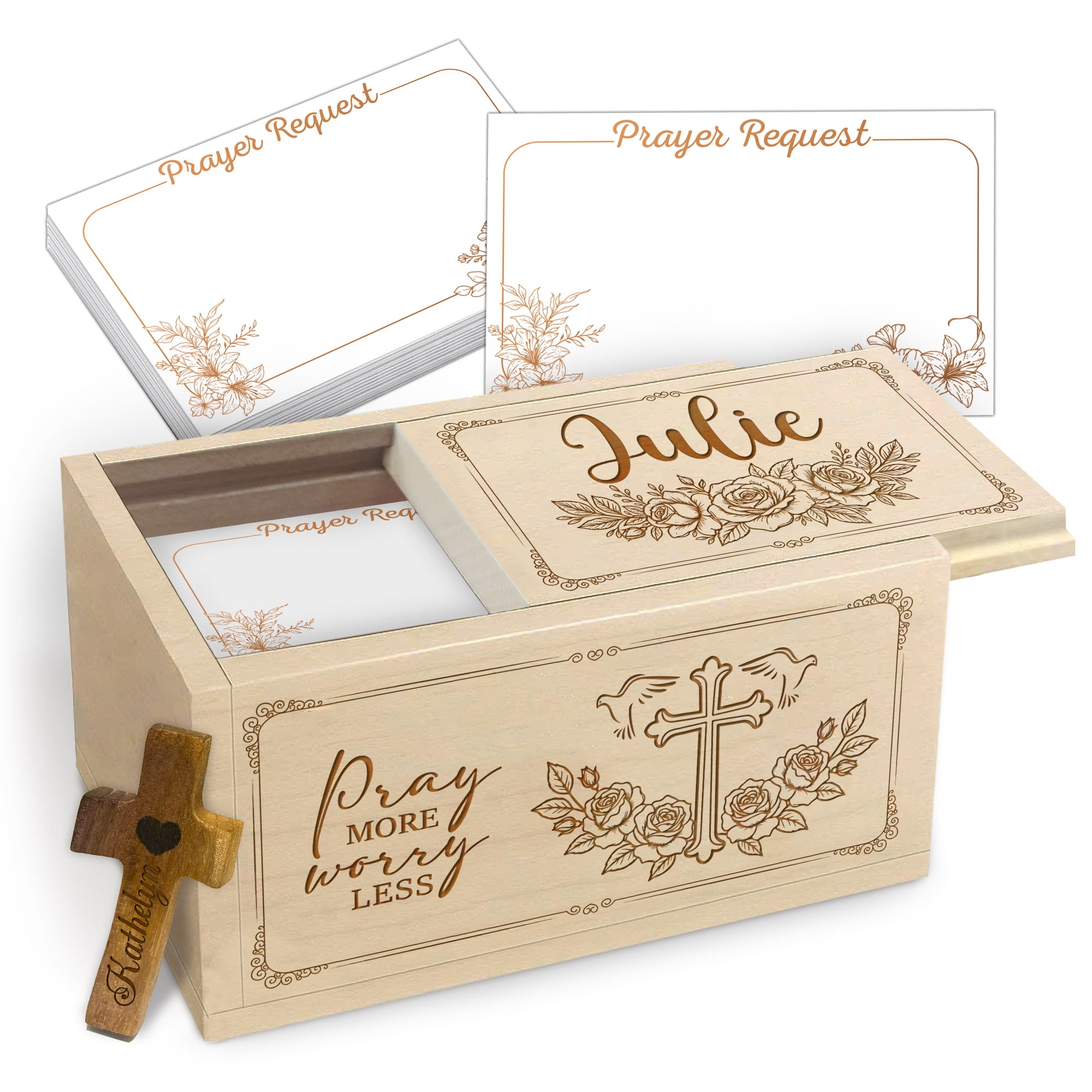 Personalized Wooden Prayer Box for Women, Maple Wood Prayer Request Box ...
