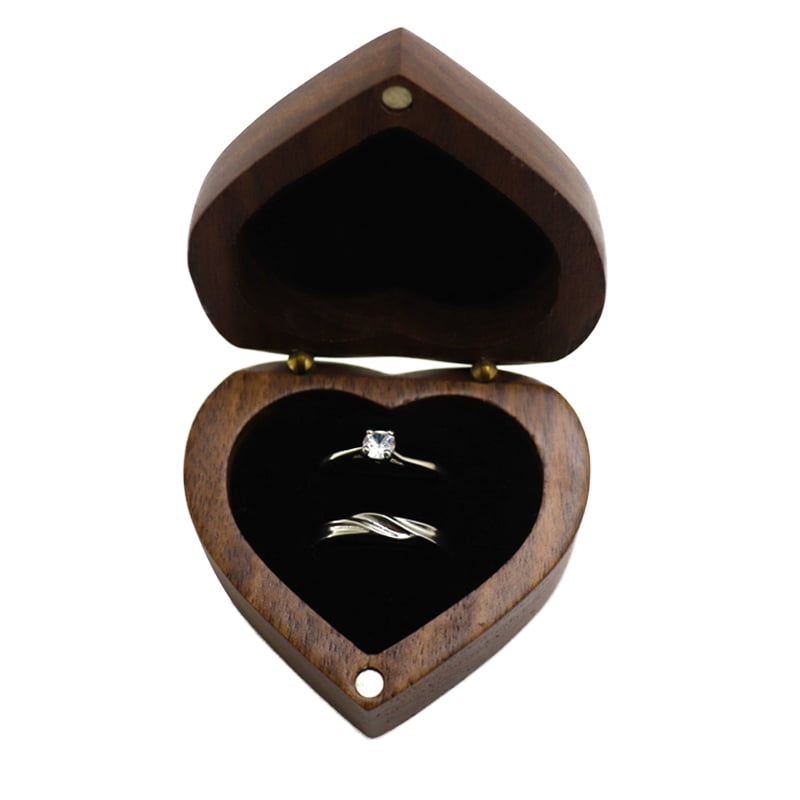 Personalized Wooden Ring Box, Mini Engagement Ring Holder Box Wedding ...