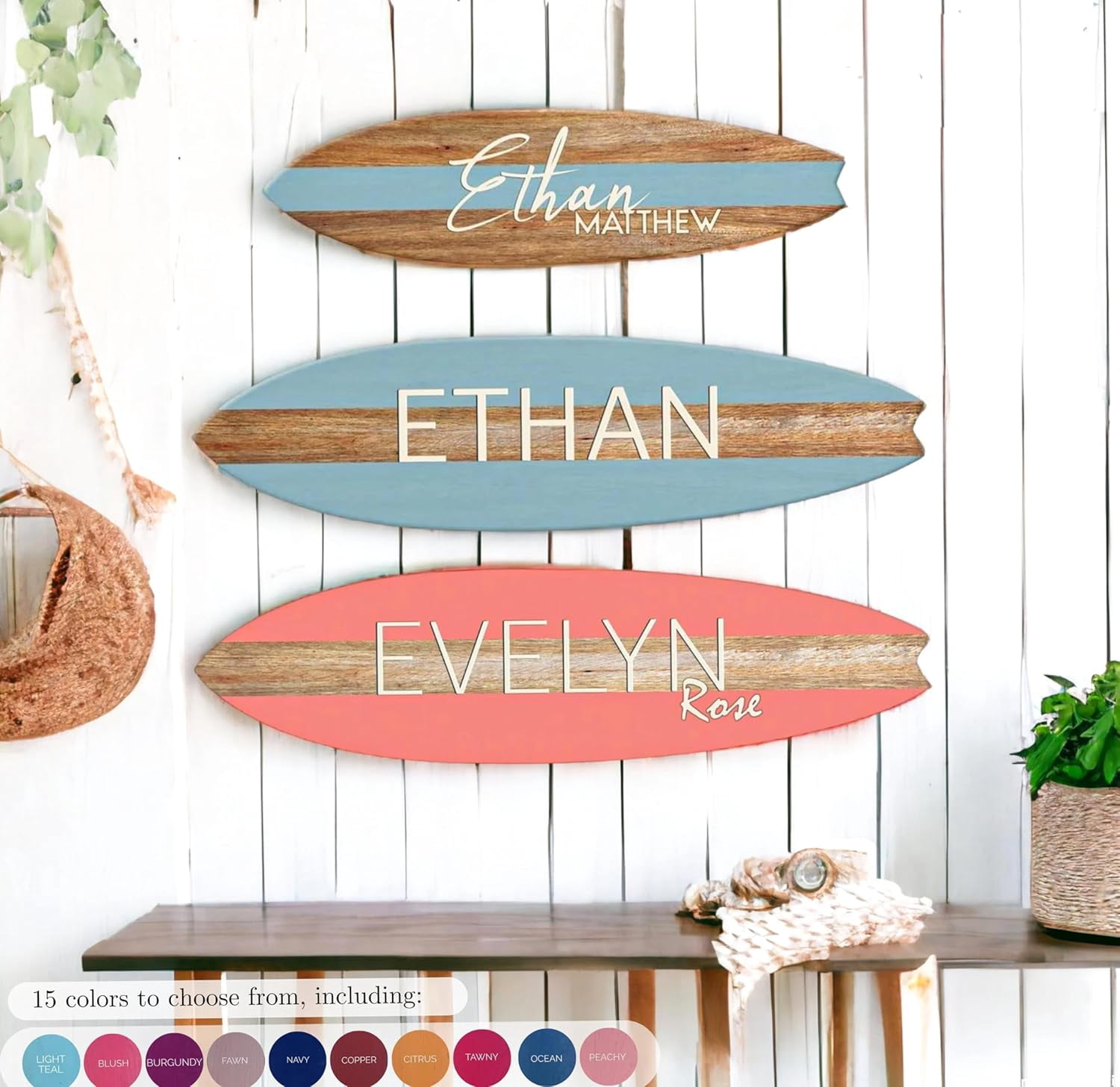 Personalized Wooden Surfboard Wall Decor – Custom Name Surfboard Sign ...