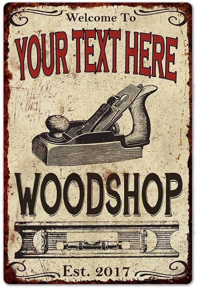 Personalized Woodshop Sign Man Cave Metal Sign Dad Woodworking Name ...